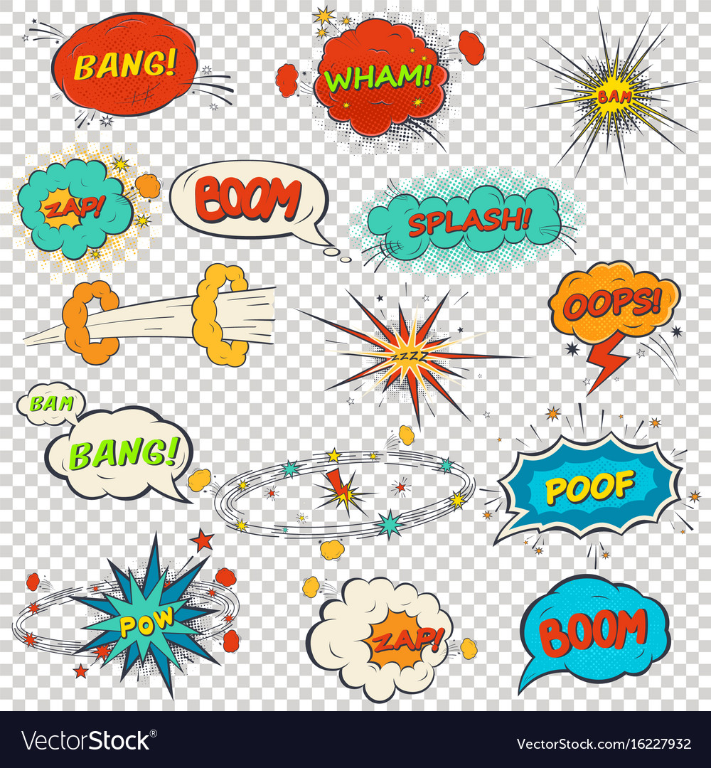 Set multicolored comic sound effects Royalty Free Vector