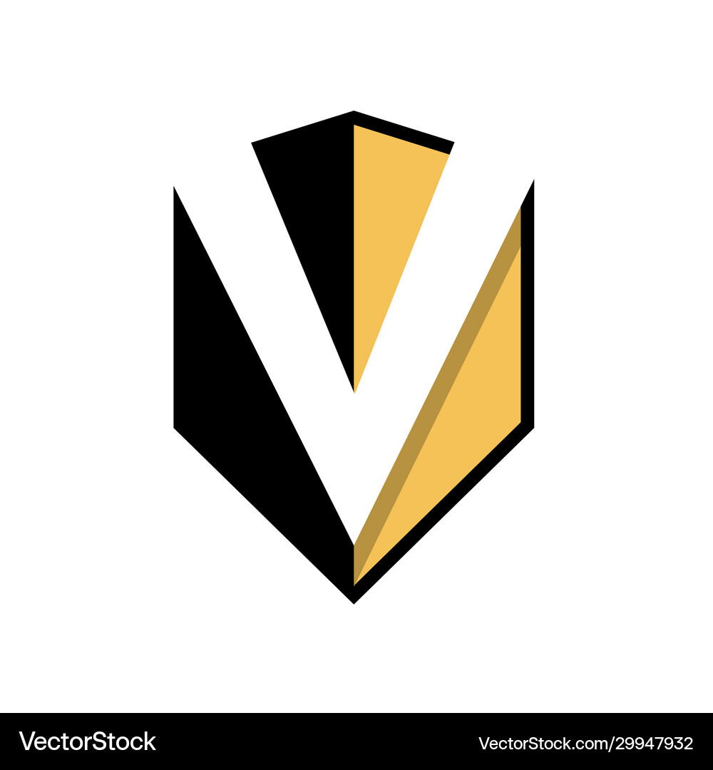 V shield letter logo design great logo leters Vector Image