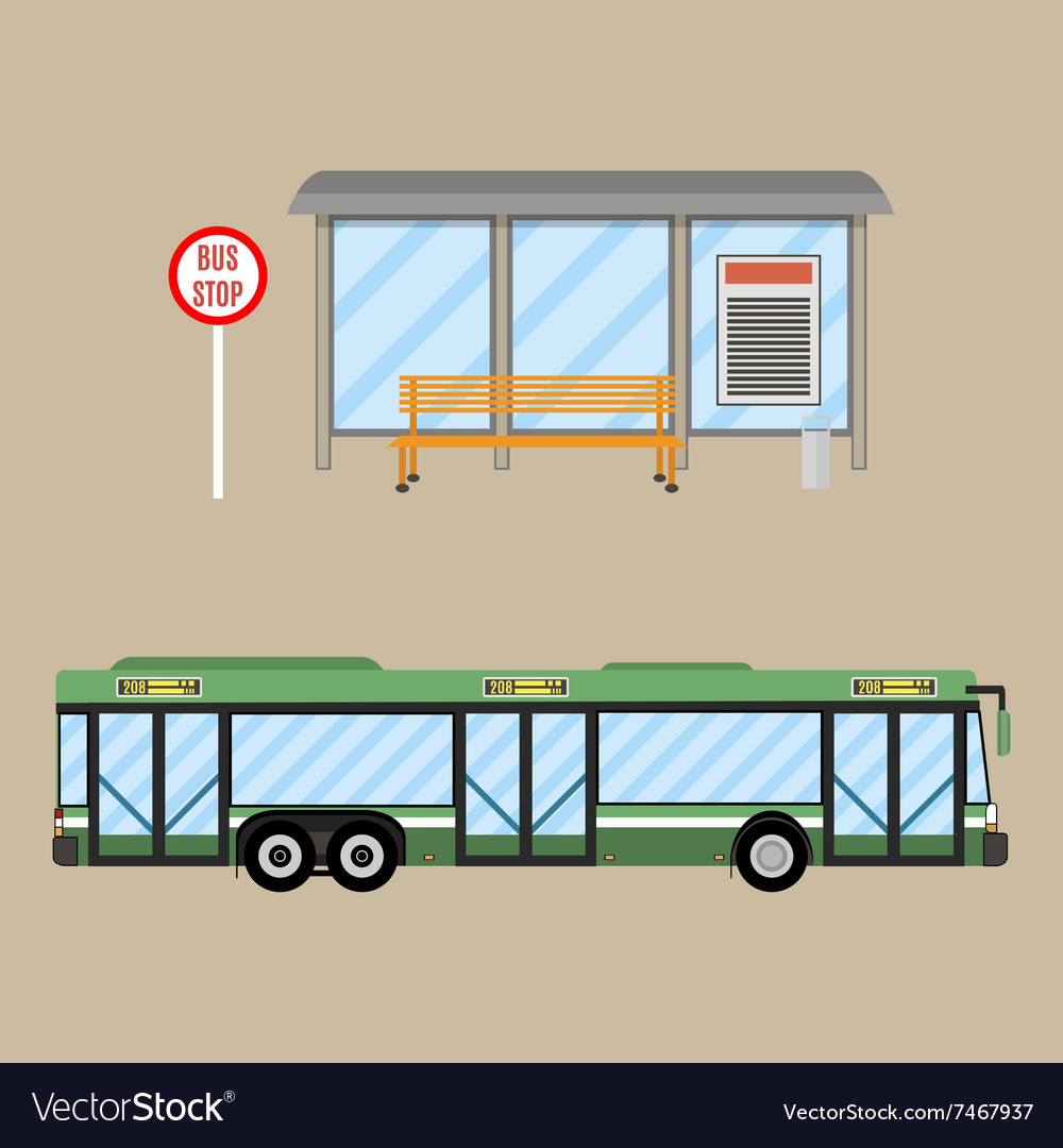 Bus stop set Royalty Free Vector Image - VectorStock