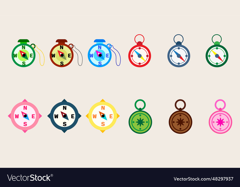 Collection Compass Toolnavigation Devicecompass Vector Image