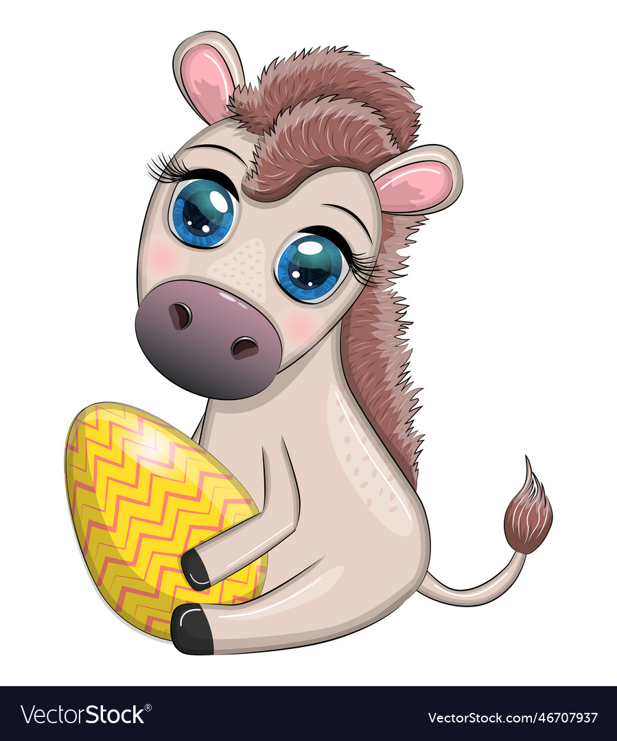 Cute donkey with an easter egg easter character Vector Image