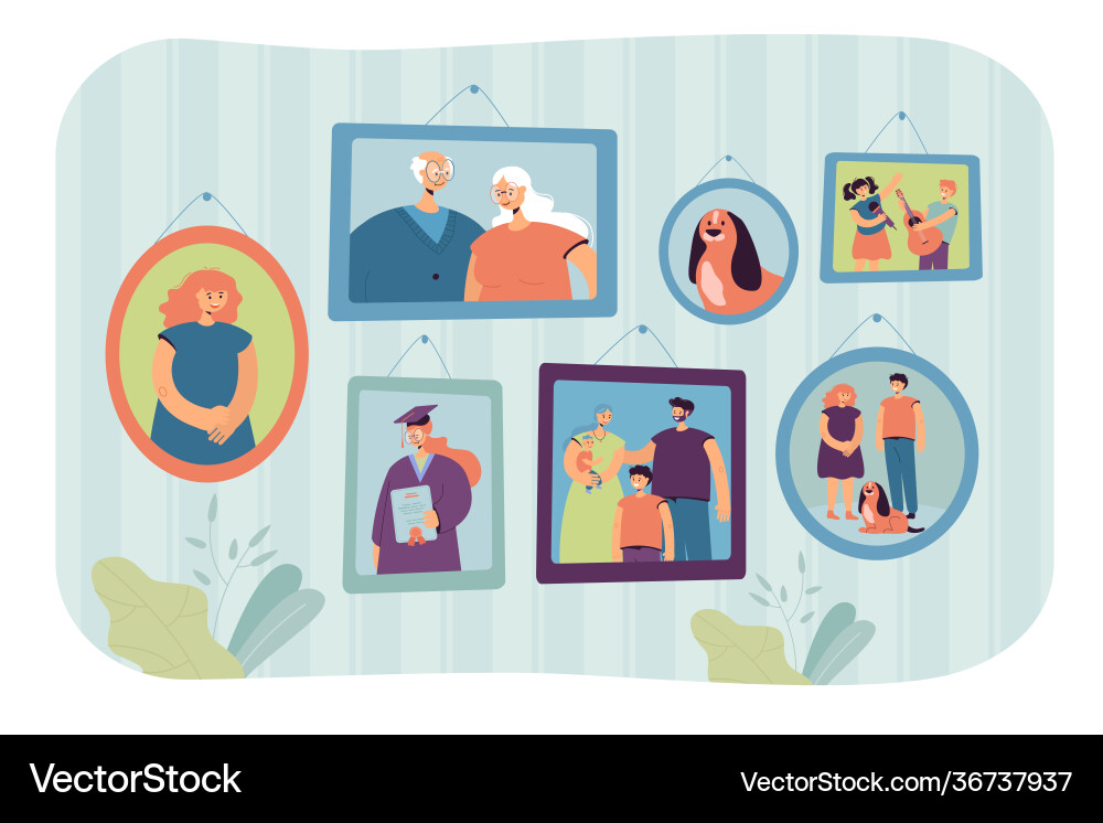 Family photos in frames Royalty Free Vector Image