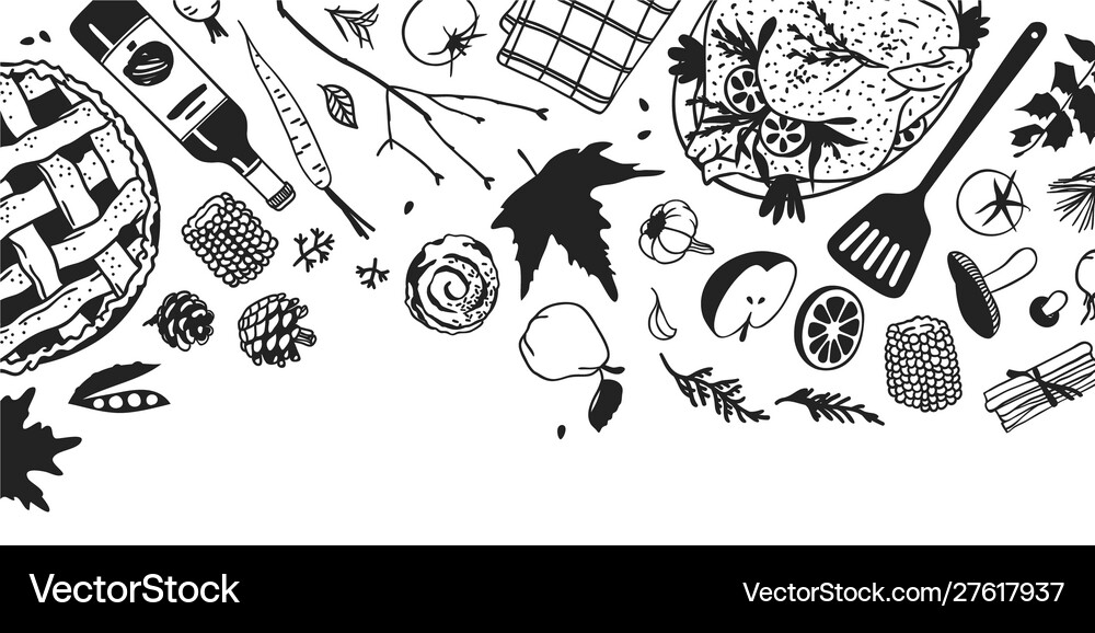 Hand drawn autumn holidays creative ink art work Vector Image