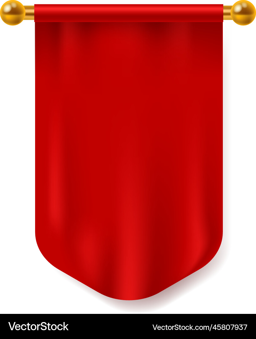 Hanging red pennant mockup realistic promo Vector Image