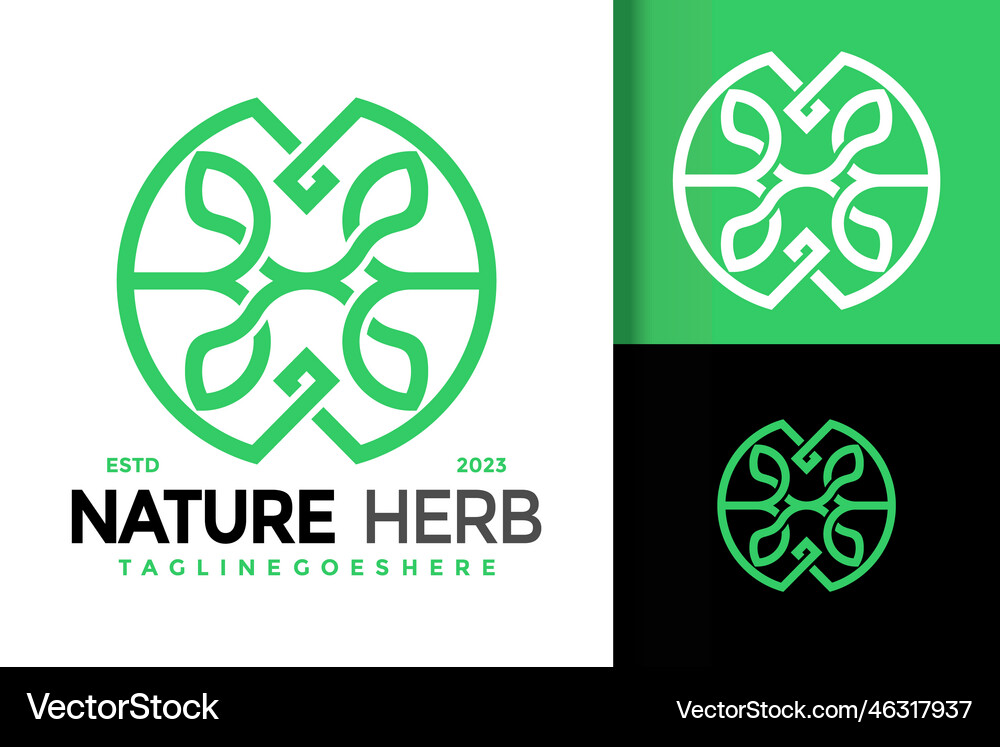 Letter h nature herbal logo icon Royalty Free Vector Image
