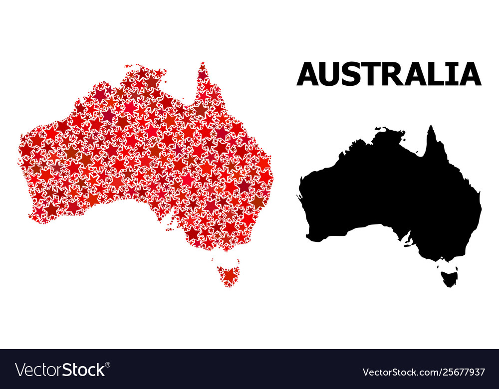 Red star pattern map australia Royalty Free Vector Image