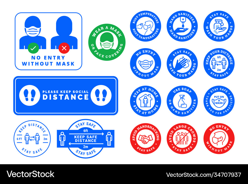 Set coronavirus covid-19 prevention signs Vector Image
