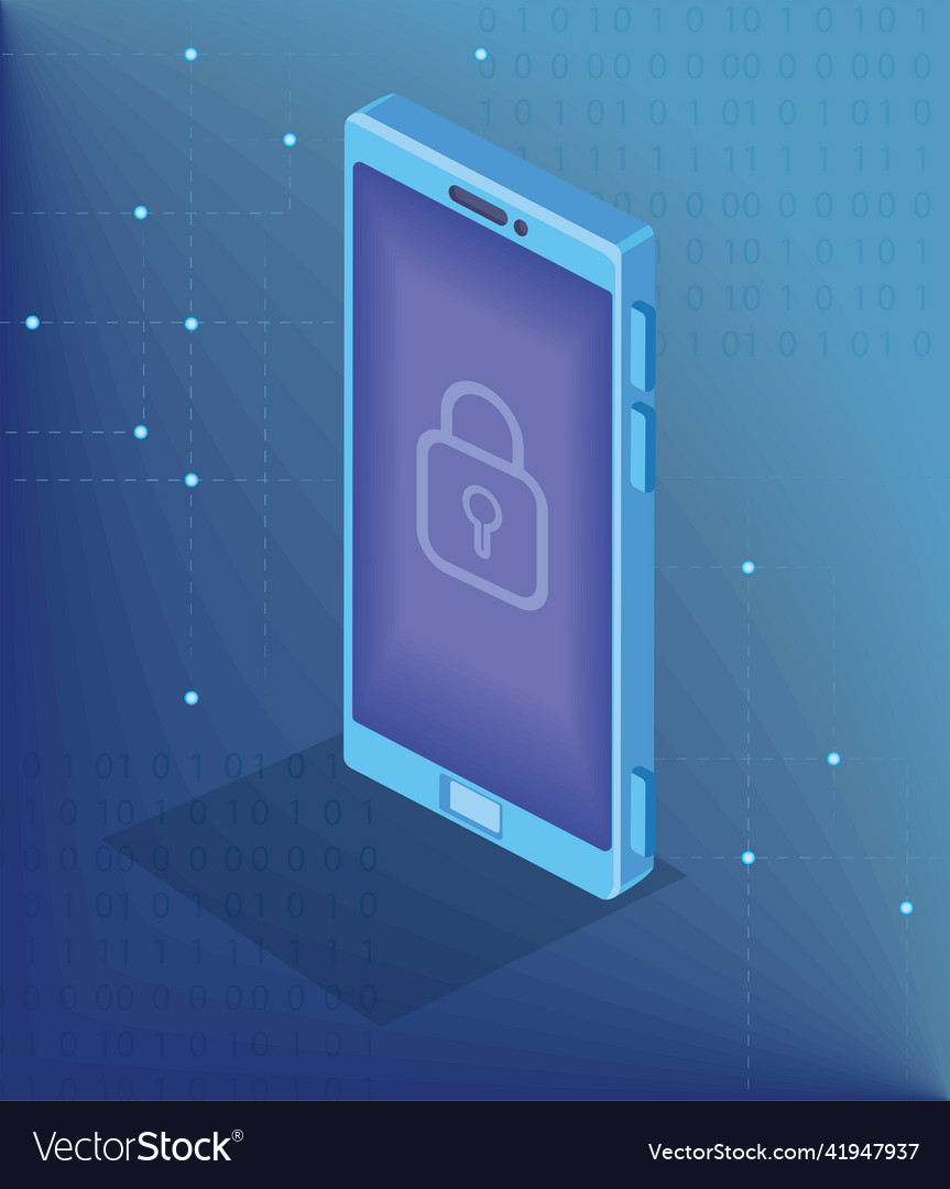 Smartphone with padlock Royalty Free Vector Image