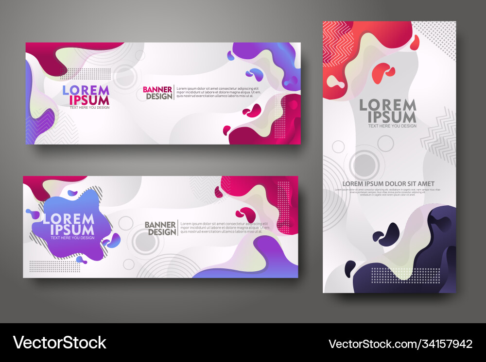 Banner set design template in trendy vibrant Vector Image