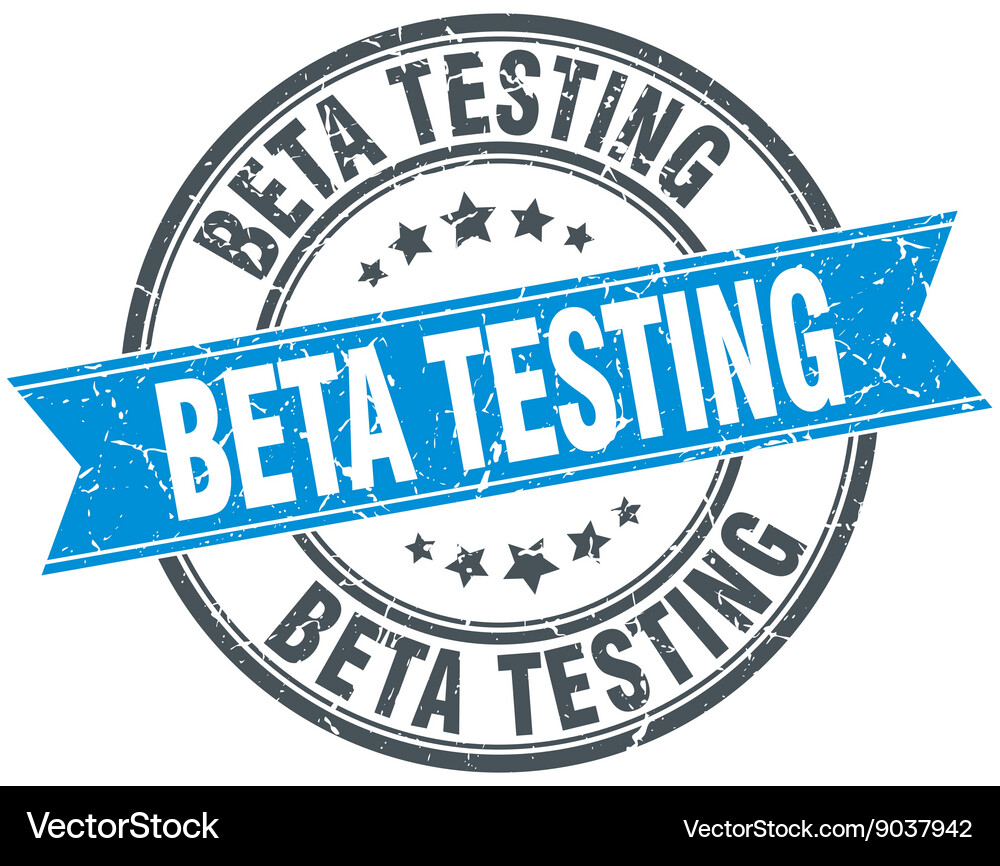 Beta testing blue round grunge vintage ribbon Vector Image