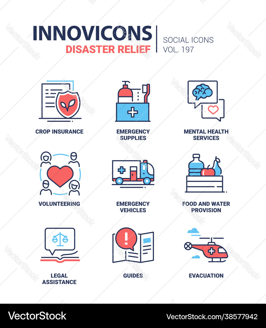 Disaster relief - modern colorful line design Vector Image