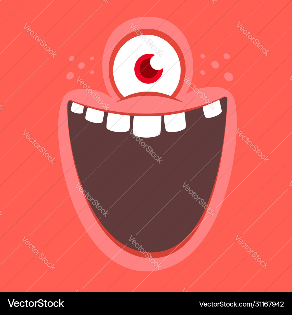 Funny cartoon alien face cyclops with one eye Vector Image