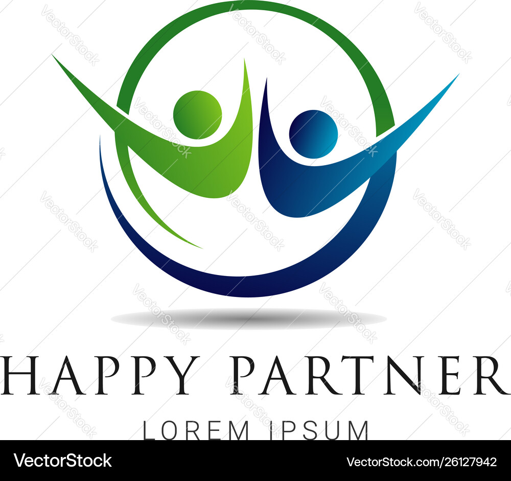 Happy Partnership Logo - Group Icon Royalty Free Vector