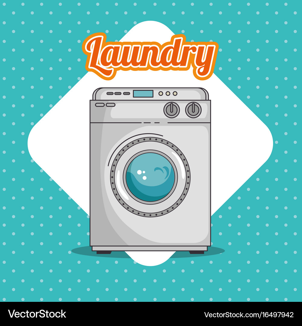 Laundry room with washing machine and clothes Vector Image