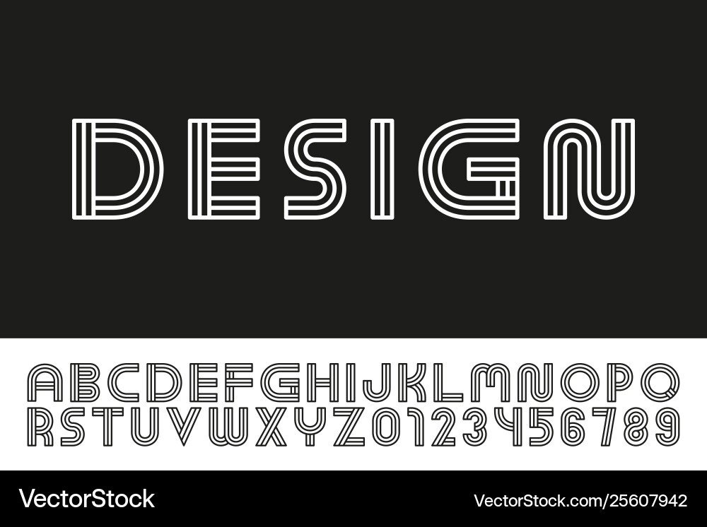 Modern designer linear font trendy english Vector Image