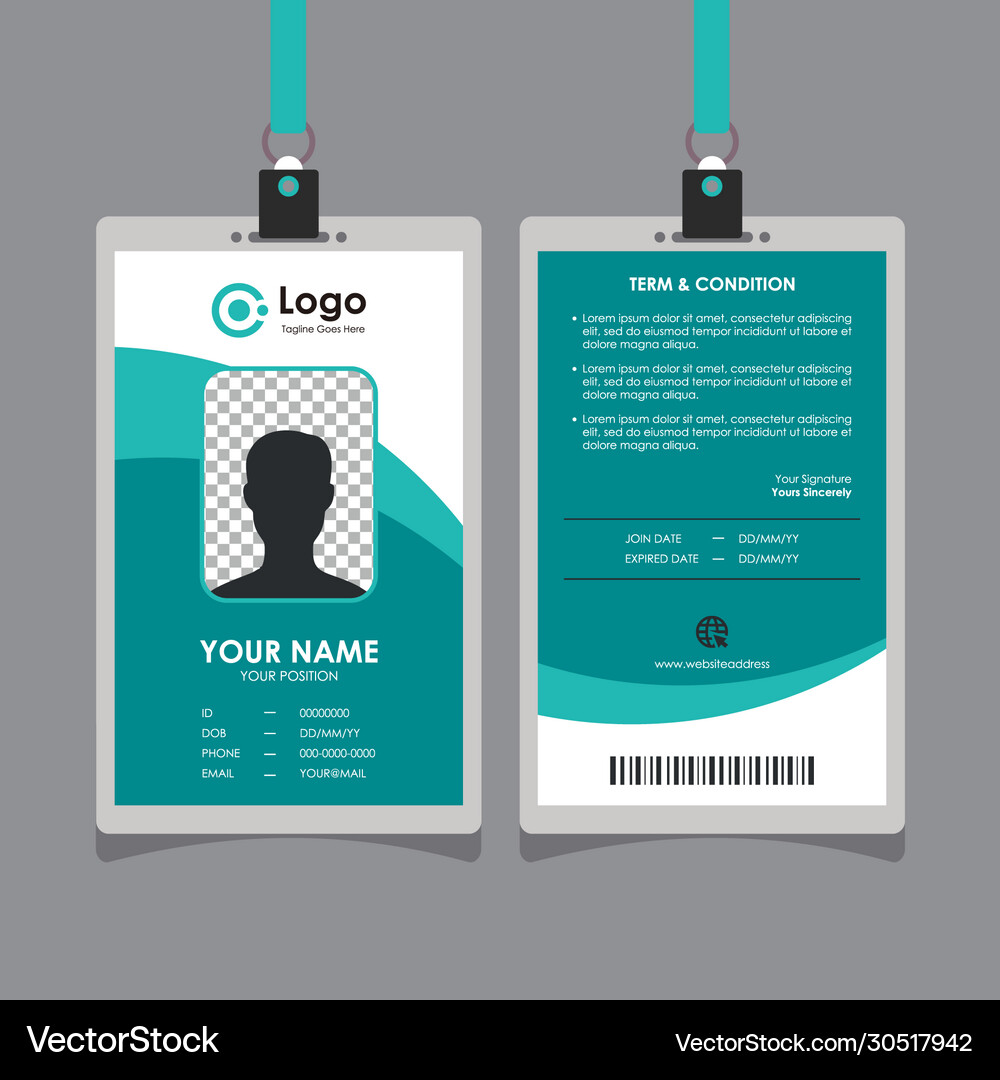 Simple clean turquoise curve id card design Vector Image