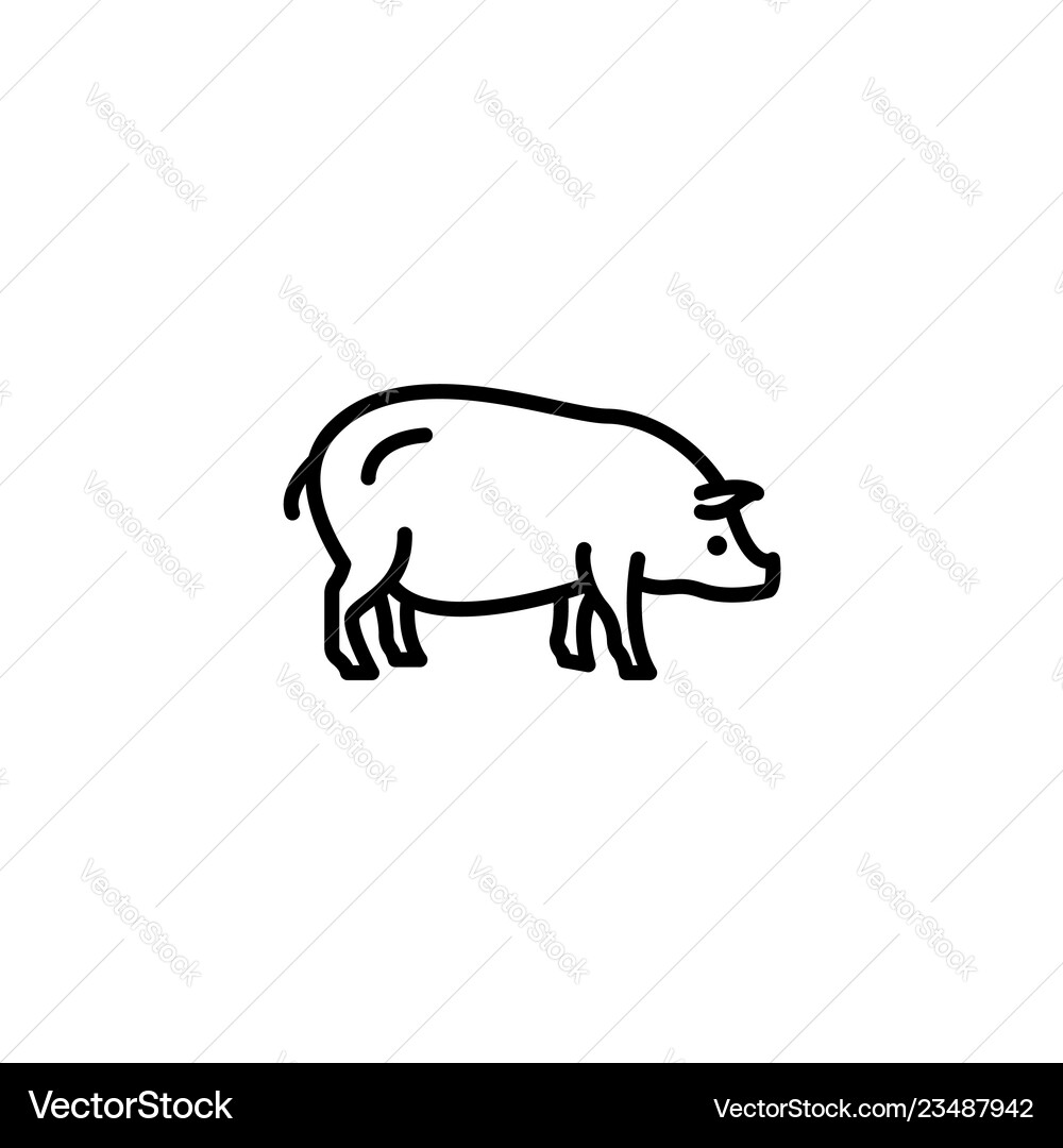 Web line icon pig livestock black on white Vector Image