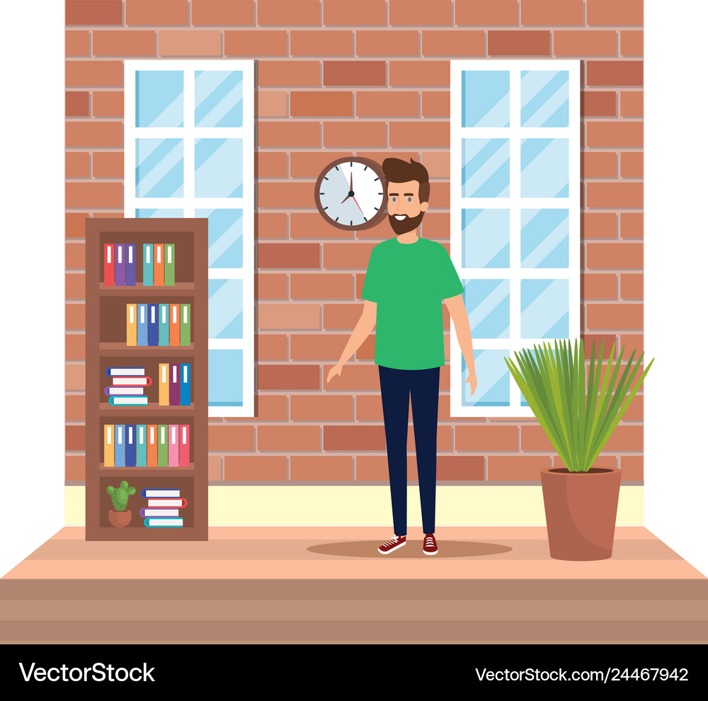 Young man in the house character Royalty Free Vector Image