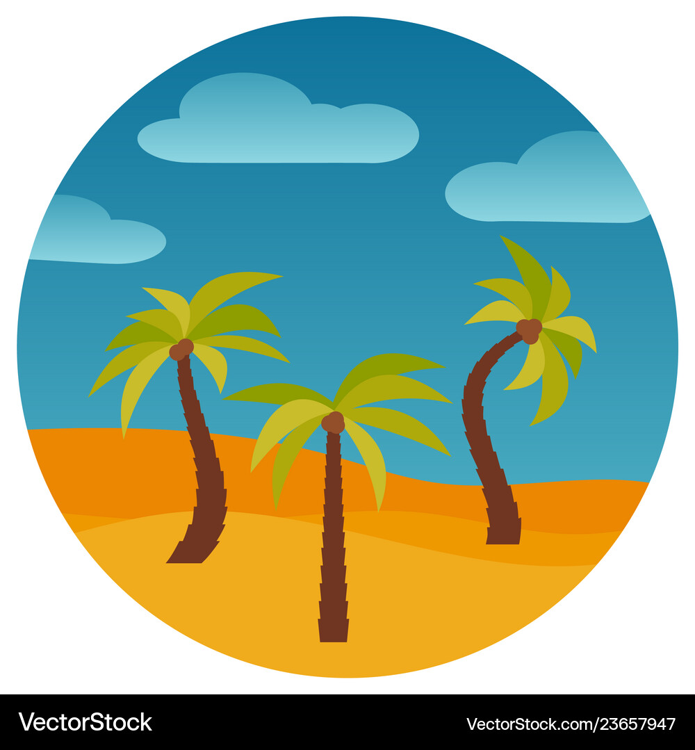 Cartoon nature landscape with three palms Vector Image