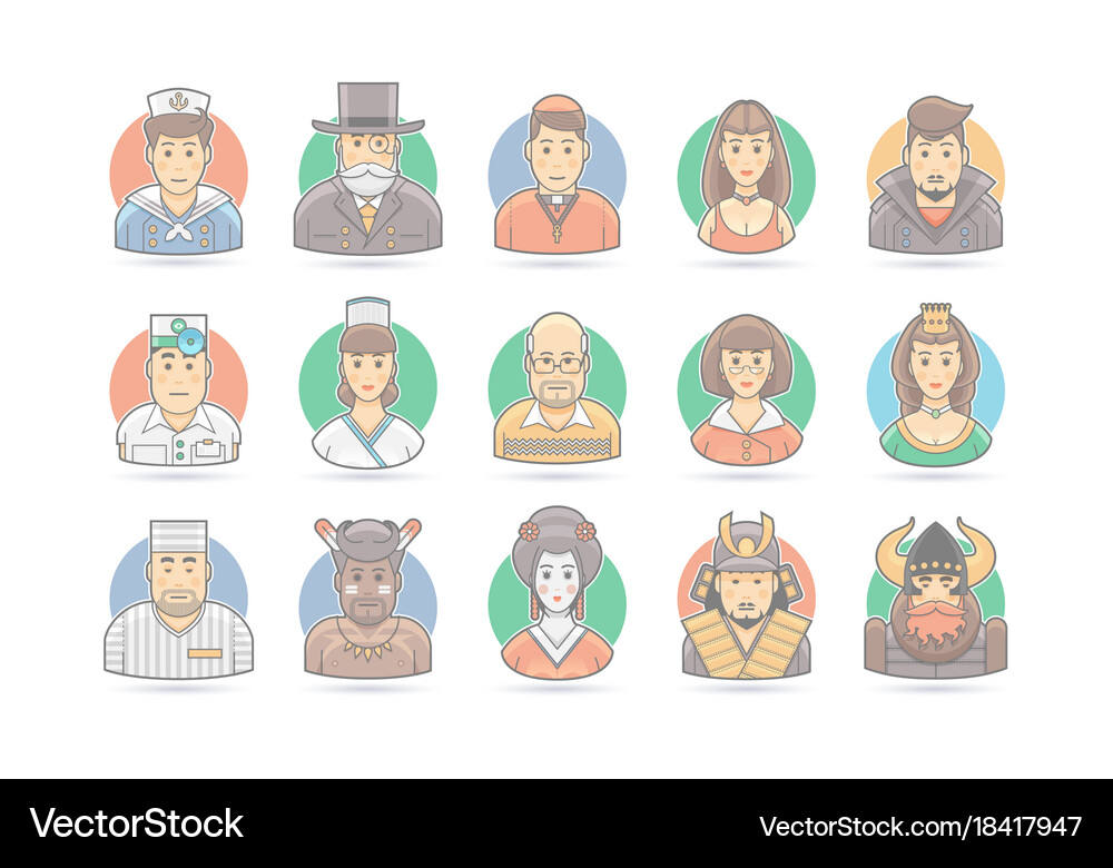 Cartoon people icon set character Royalty Free Vector Image