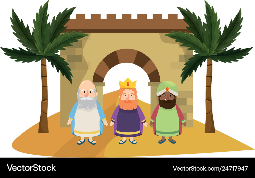 Christmas nativity scene cartoon Royalty Free Vector Image