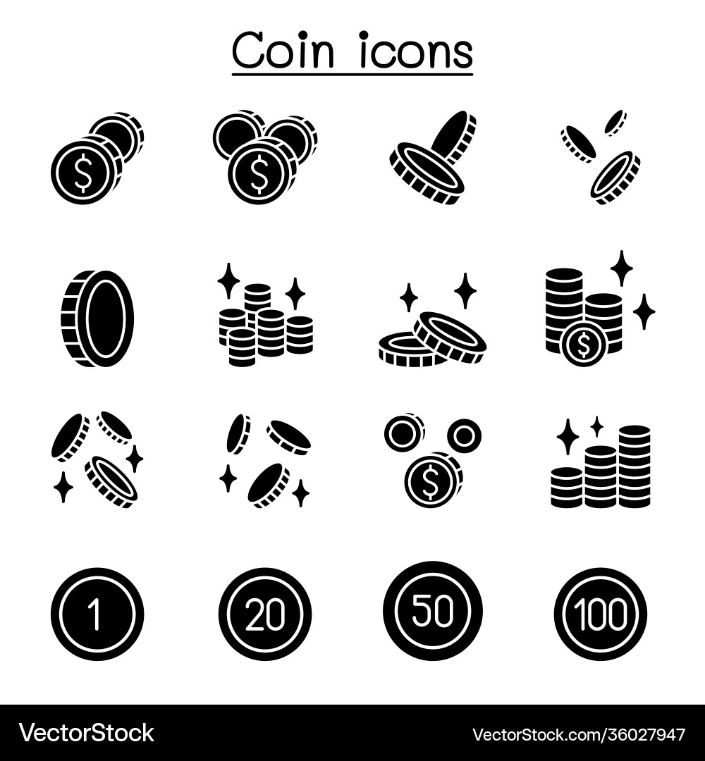 Coin money icon set graphic design Royalty Free Vector Image