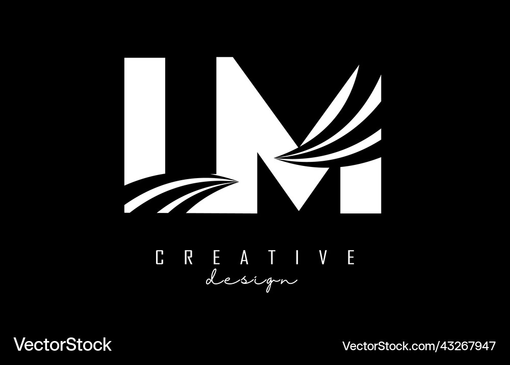 Creative white letters lm l m logo with leading Vector Image