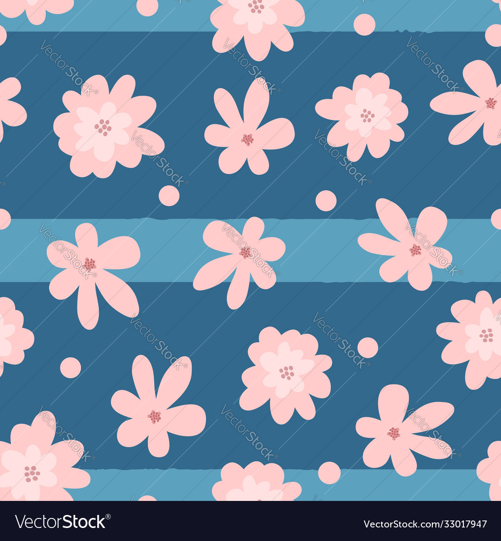 Cute floral seamless pattern pink flowers Vector Image