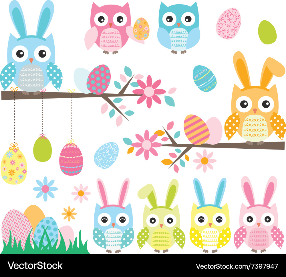 Easter owl Royalty Free Vector Image - VectorStock