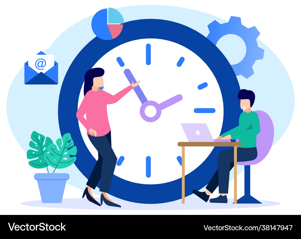 Graphic cartoon character time management Vector Image