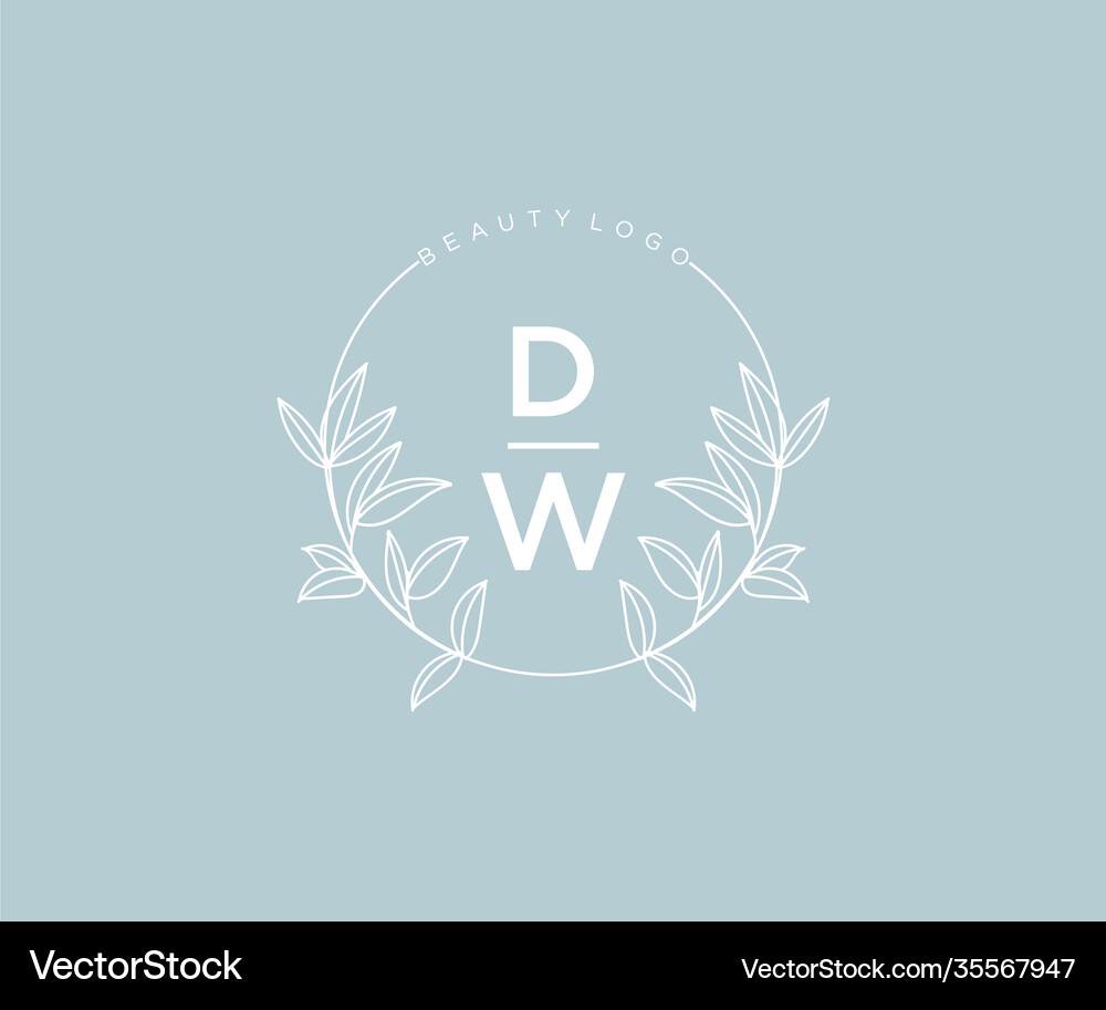 Initial dw letters beautiful floral feminine Vector Image