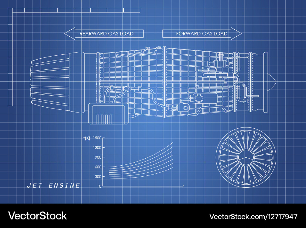 Jet engine in a outline style Industrial Vector Image