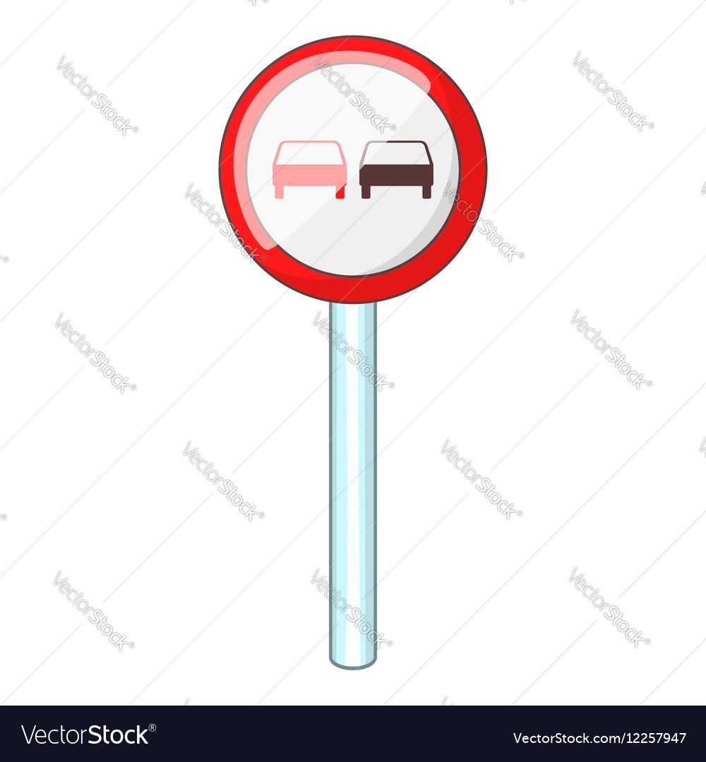 No overtaking road traffic sign icon cartoon style