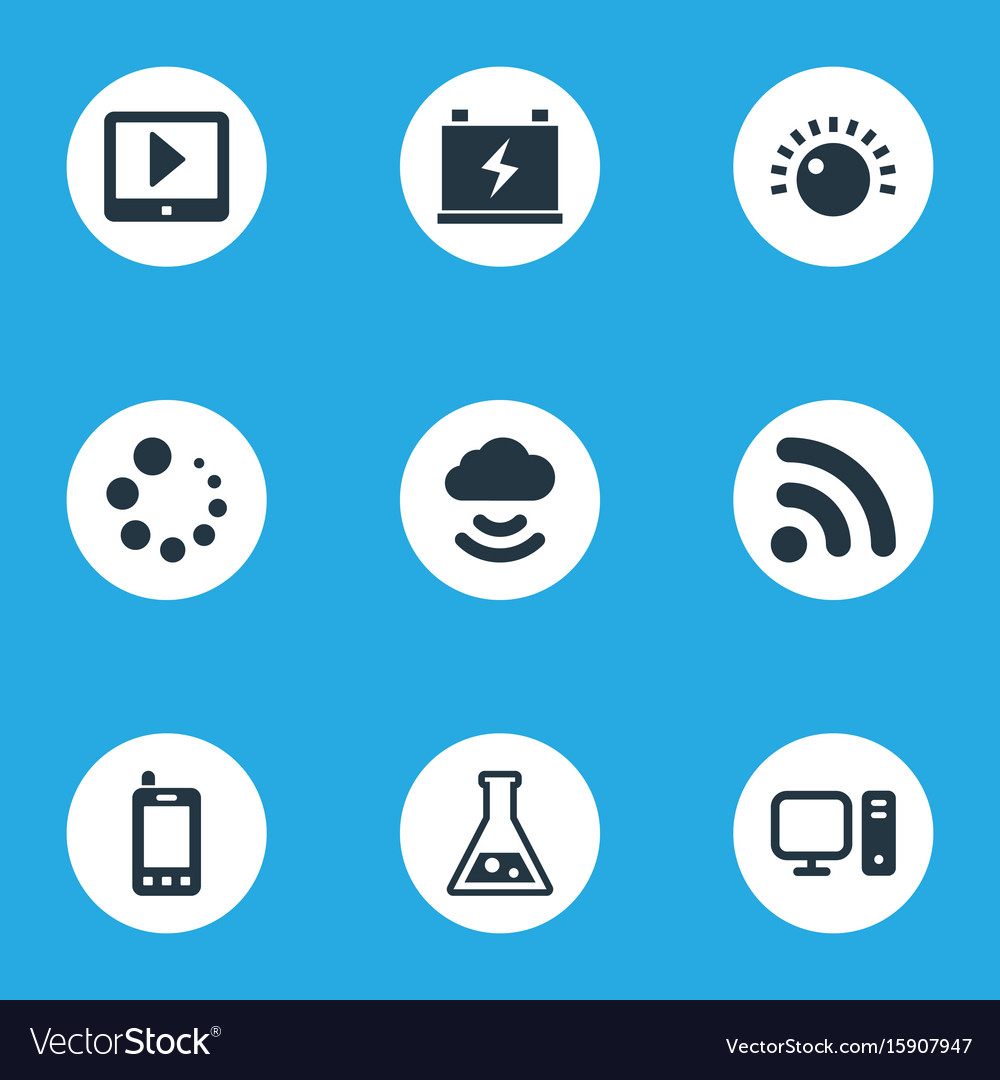 Set of simple technology icons Royalty Free Vector Image