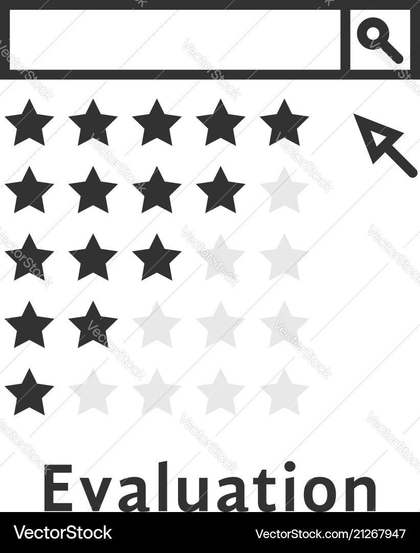 Simple evaluation logo like review or searching Vector Image