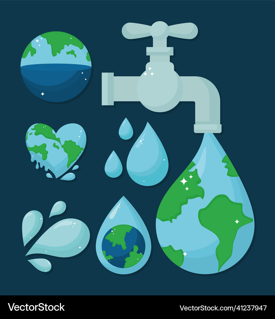 Six water day icons Royalty Free Vector Image - VectorStock