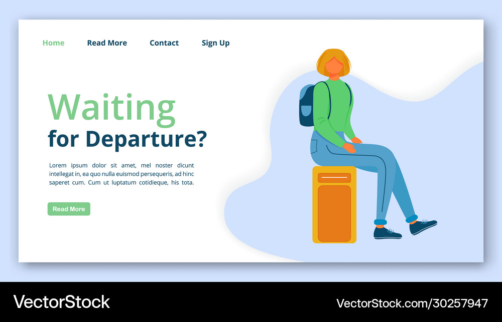 Waiting for departure landing page template Vector Image