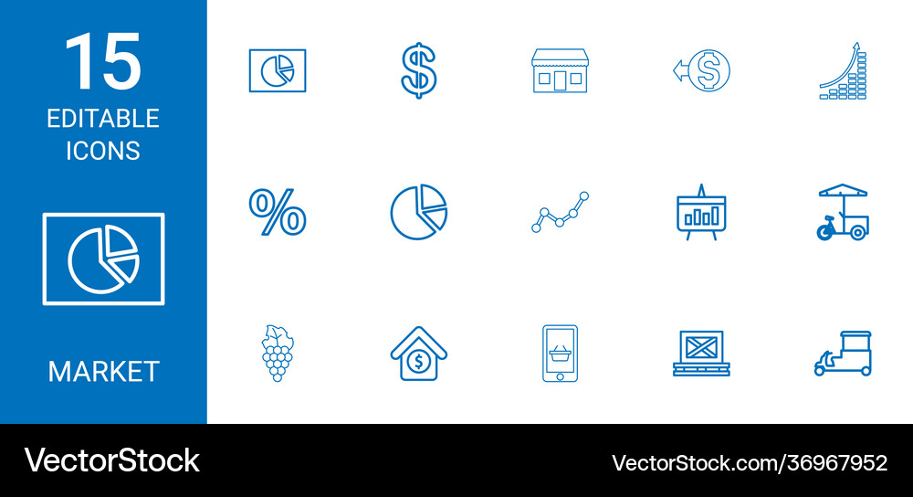 15 market icons Royalty Free Vector Image - VectorStock