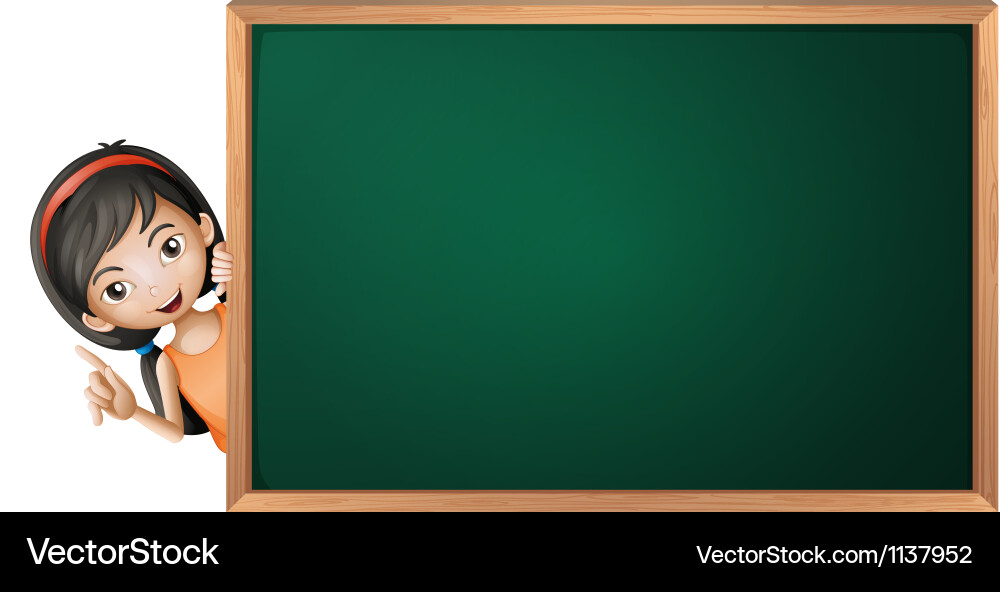 A girl and green board Royalty Free Vector Image