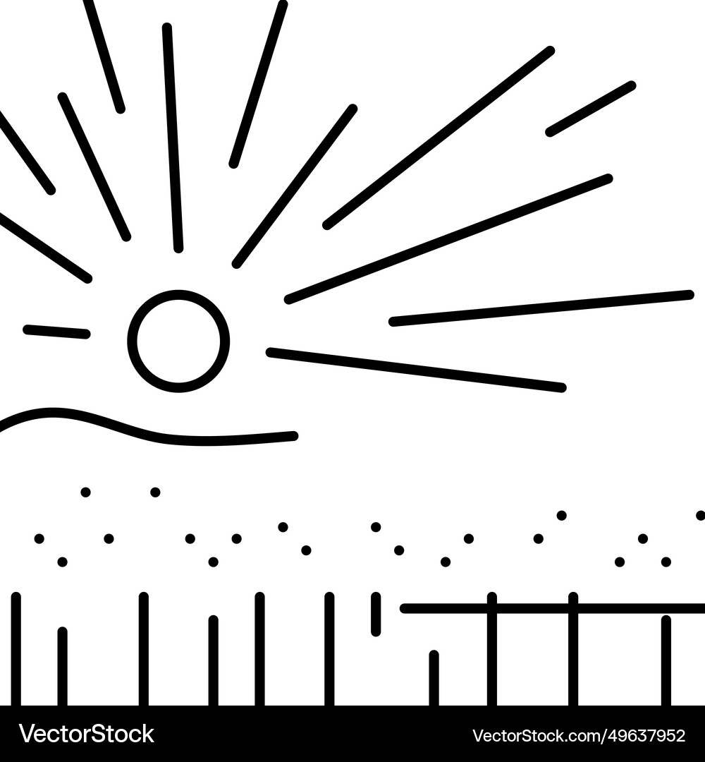 Bright sunrise sun summer sunlight line icon Vector Image
