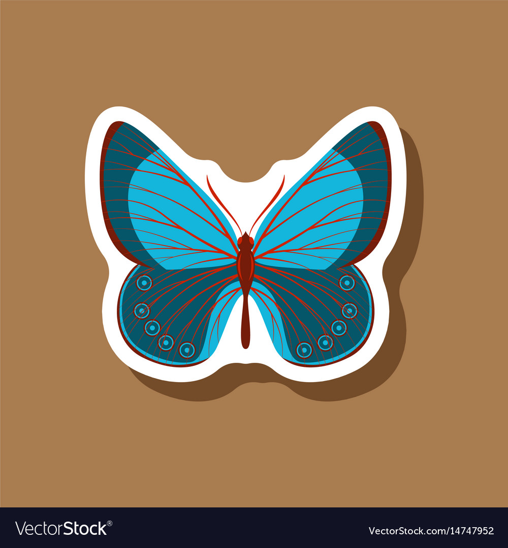 Butterfly Paper Sticker On Stylish Background Vector Image