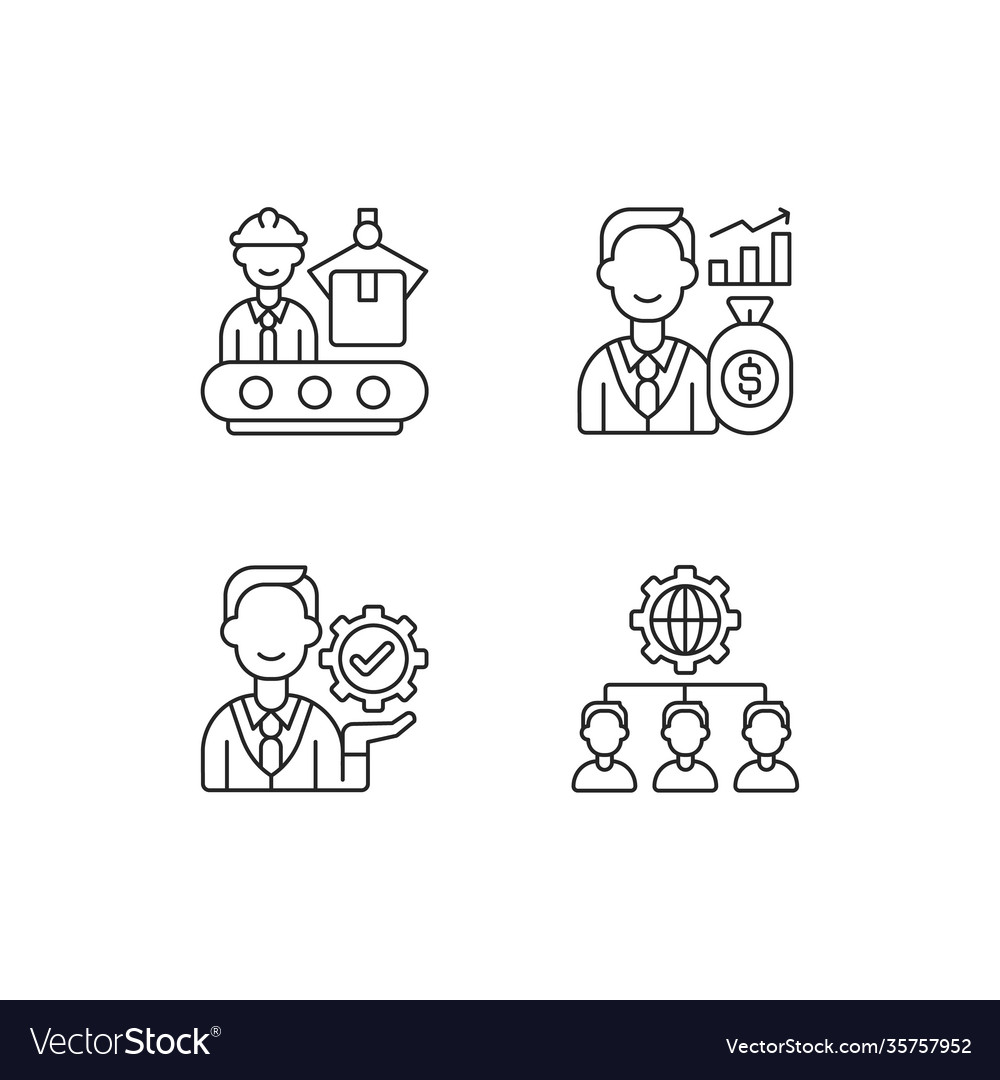 Company hierarchical structure linear icons set Vector Image Company hierarchical structure linear icons set Vector Image