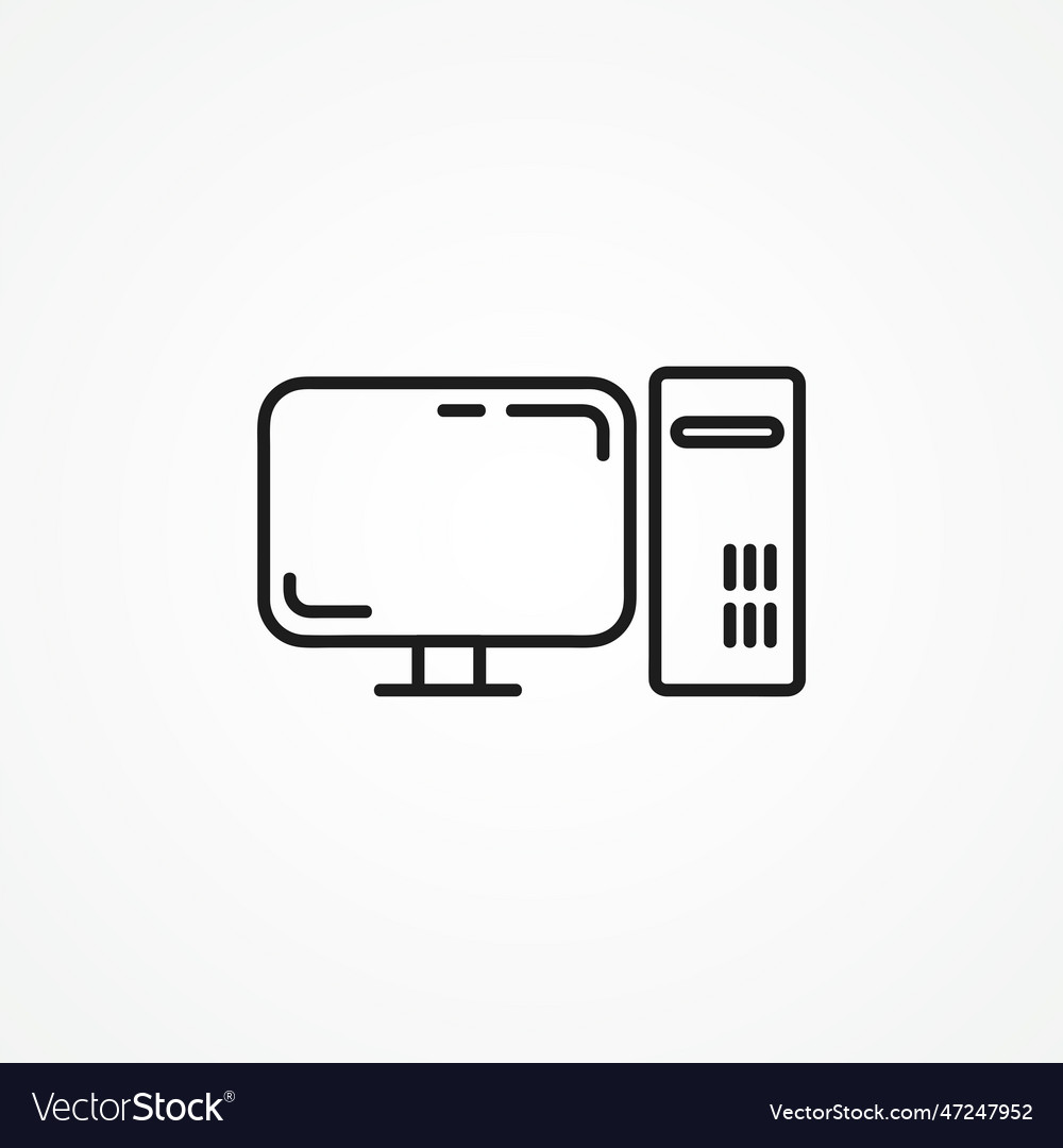 Computer line icon pc outline Royalty Free Vector Image