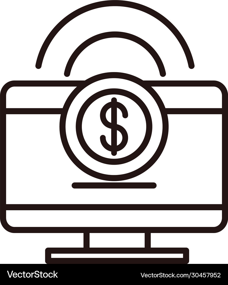Computer money coin cash internet shopping Vector Image