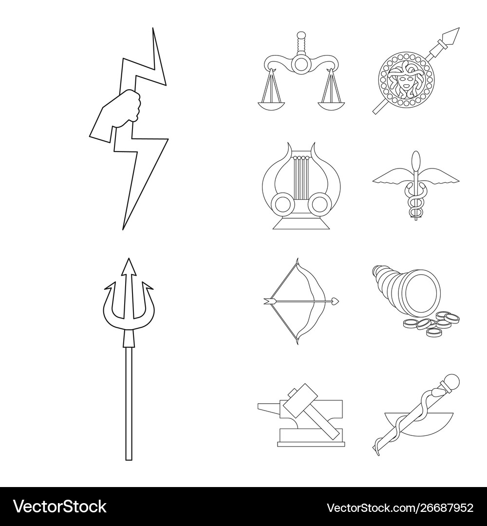 Design mythology and god icon set Royalty Free Vector Image