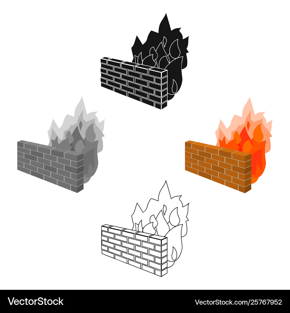 Firewall icon in cartoonblack style isolated Vector Image