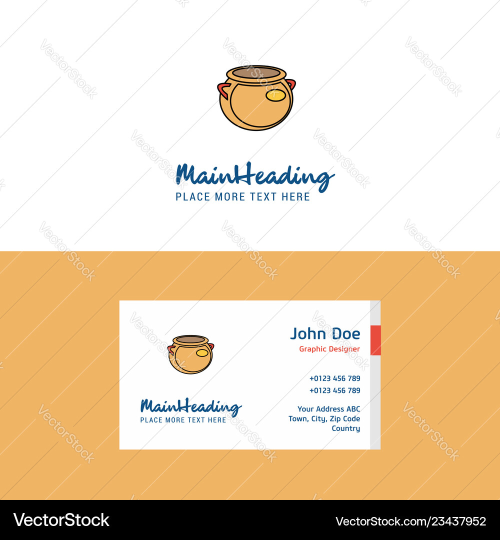 Flat pot logo and visiting card template business Vector Image