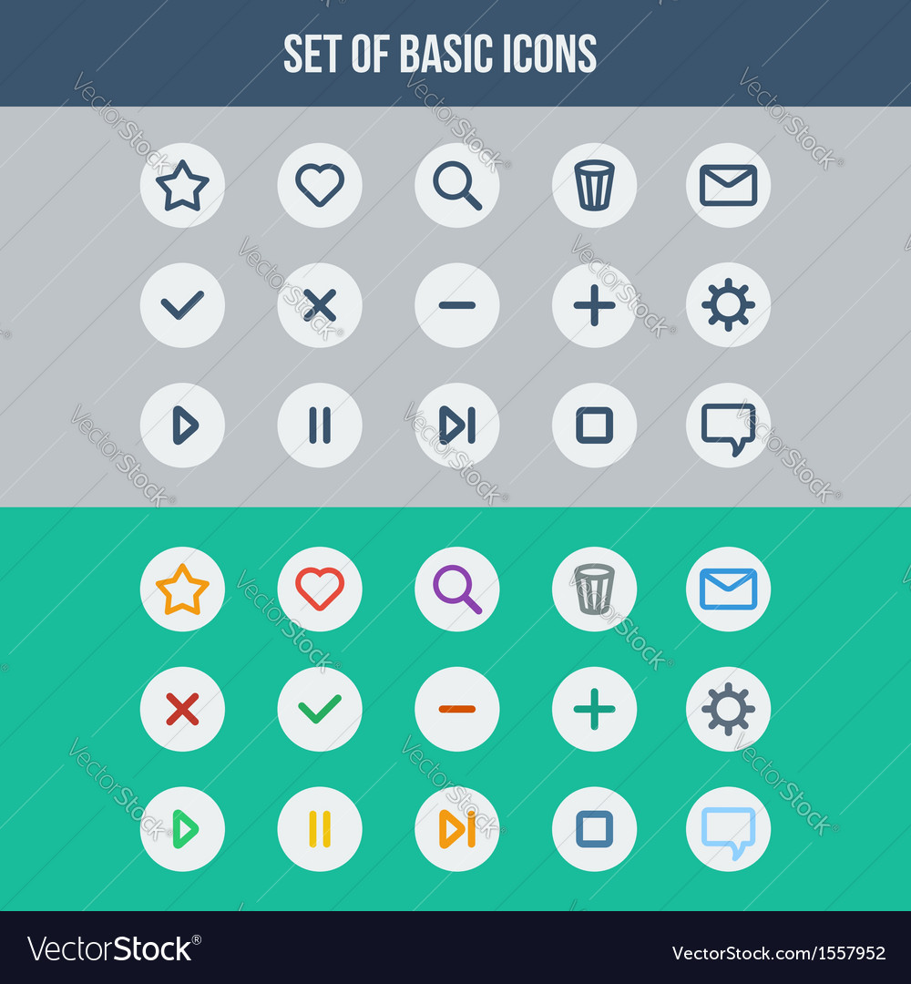 Flat ui design elements - set of basic web icons Vector Image