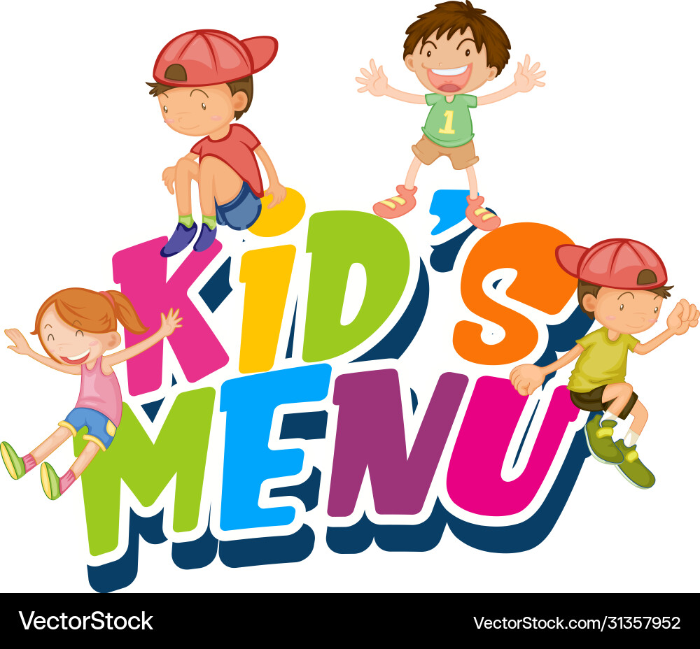 Group children with kids menu sign Royalty Free Vector Image