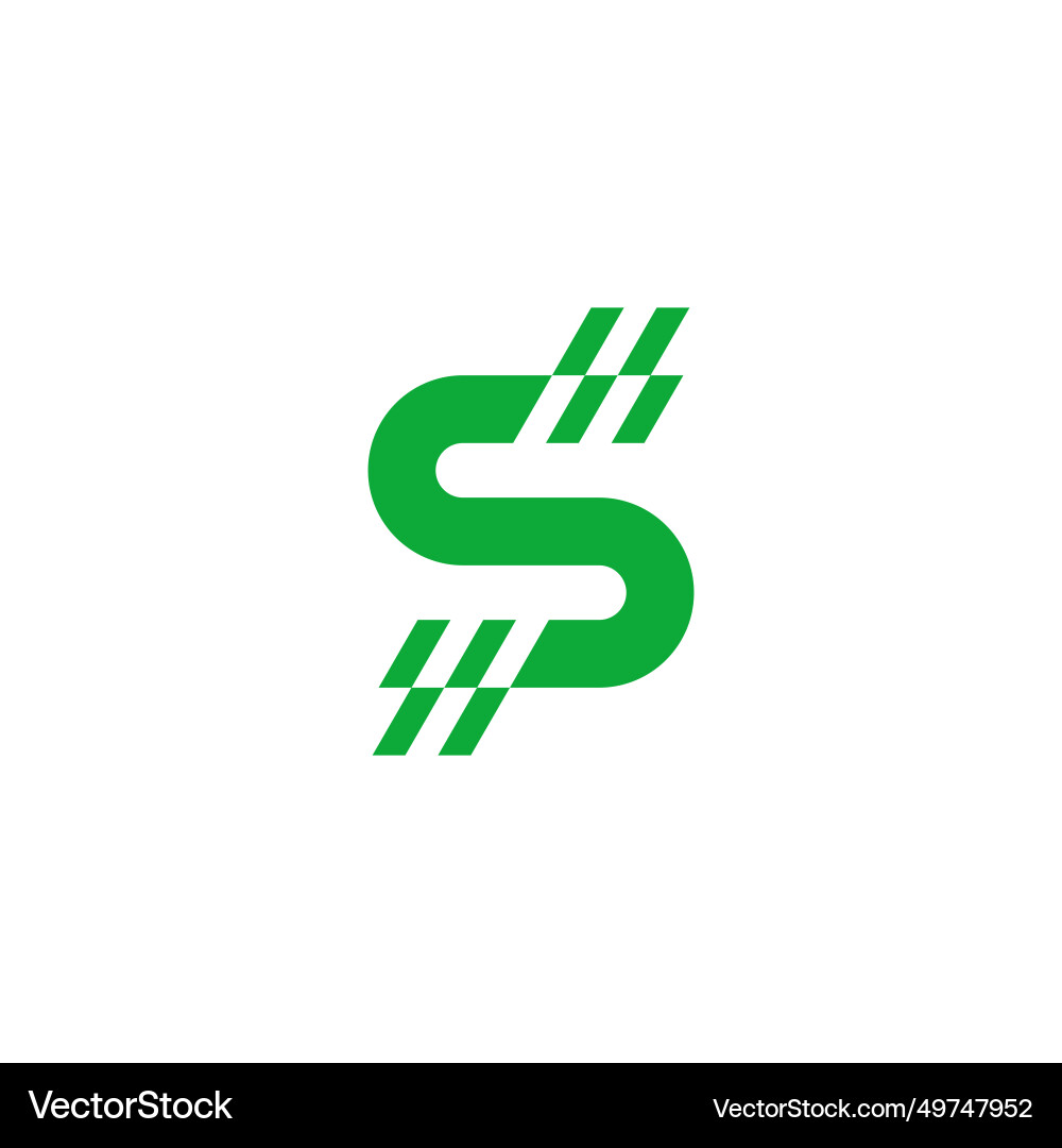 Letter s stripes motion green dollar symbol Vector Image